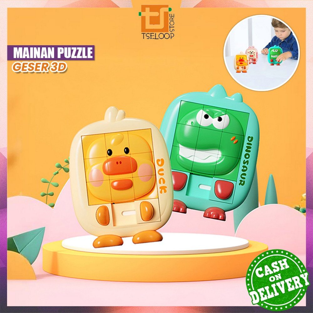 Jual OFM-M376 Mainan Edukasi Anak Puzzle Geser Slide 3D Karakter Hewan ...
