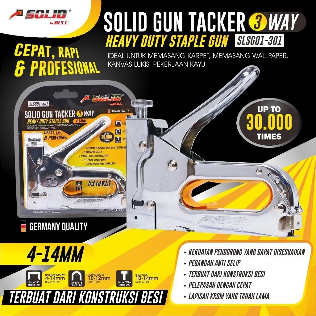 Jual SOLID SLSG01-301 Staples Tembak FREE 600 PAKU Stapler Tacker 3in1 ...
