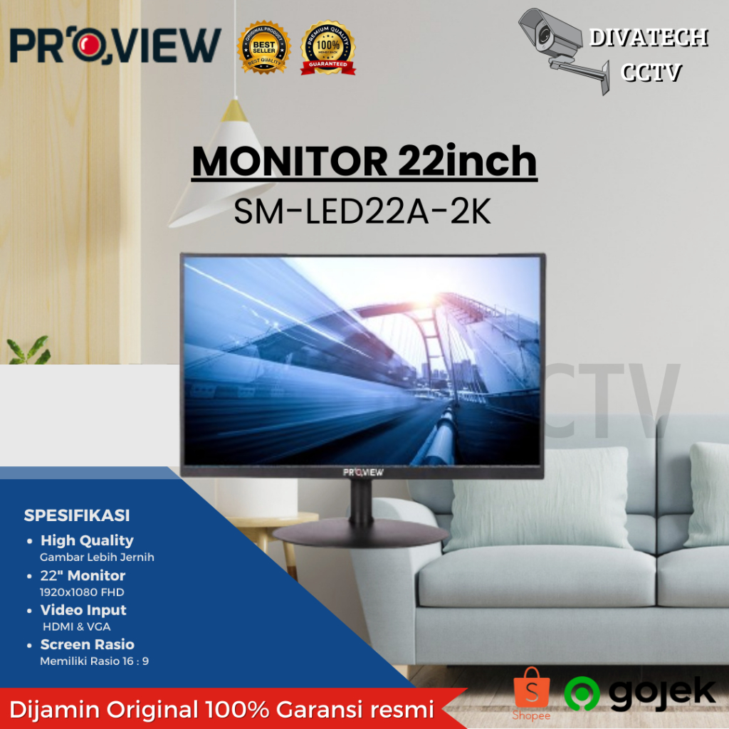 Jual MONITOR LED 22 INCH PROVIEW BUILT IN SPEAKER HDMI-VGA BEST PRODUCT ...