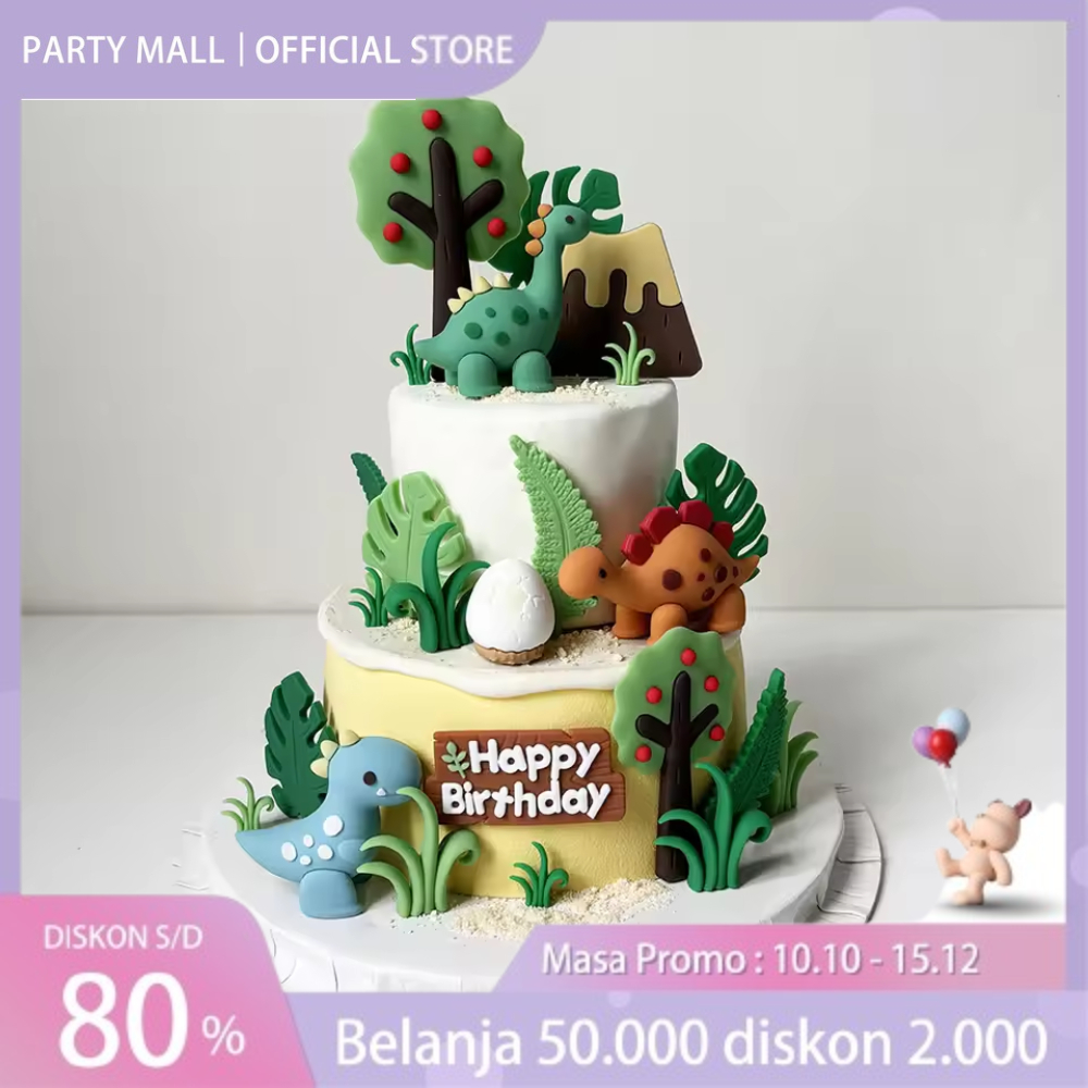 Jual Cake Topper Motif Dinosaurus Tusukan Kue Ulang Tahun Dinosurus ...