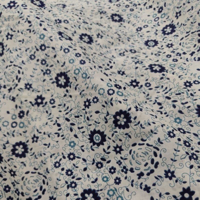 Jual Kain Katun Paris Blue Bloom Lebar 150 cm HARGA PER SETENGAH METER ...