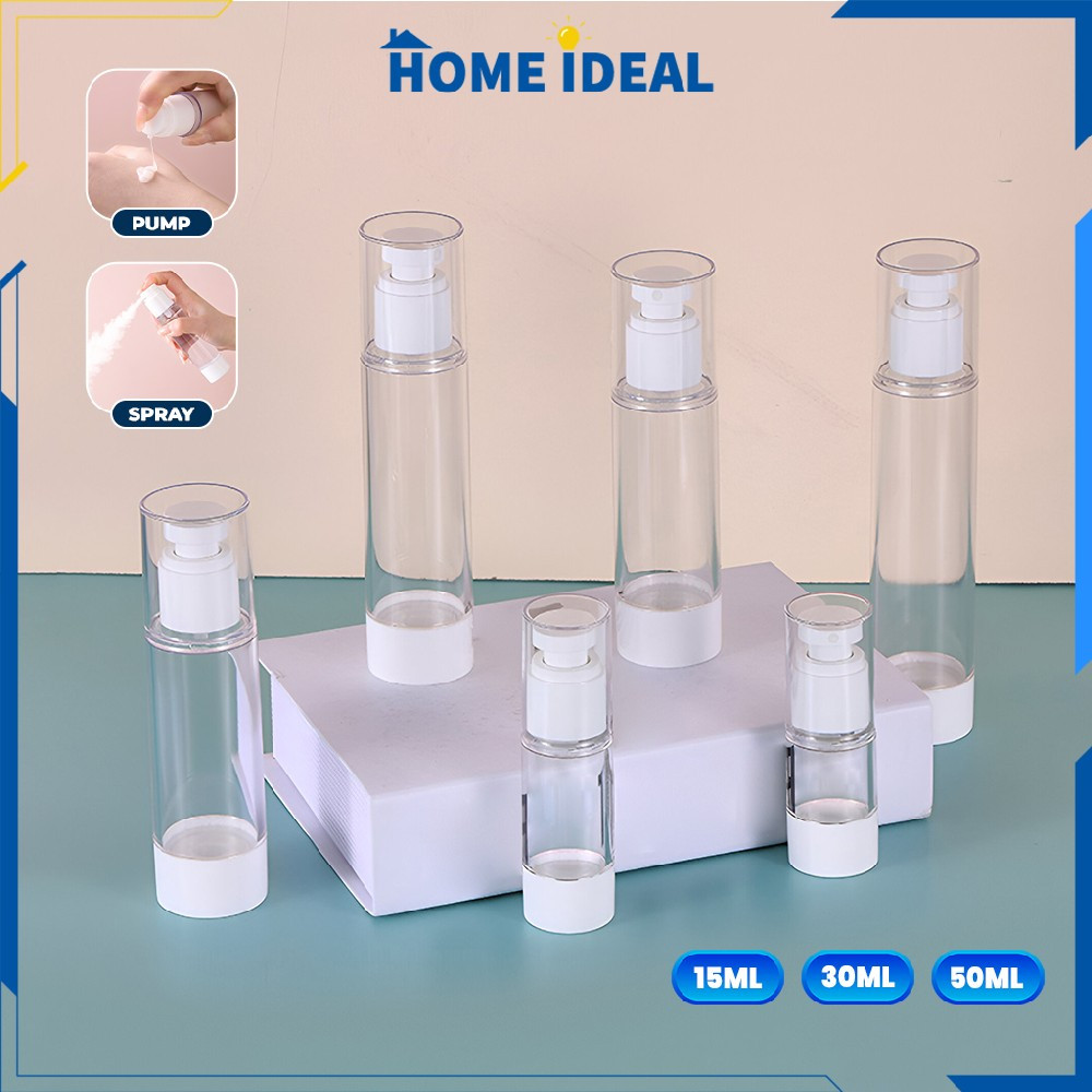 Jual Botol Airless Pump Transparant Travel Size 15ml 30ml 50ml ...