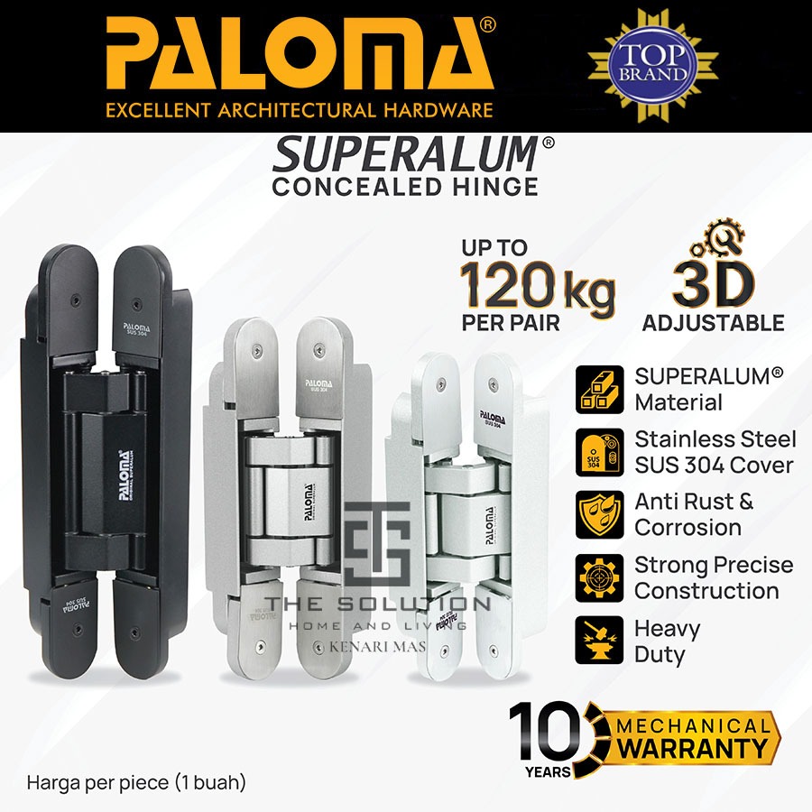 Jual PALOMA IHP Engsel Tanam Pintu Kamuflase Invisible Hinge Max Berat ...