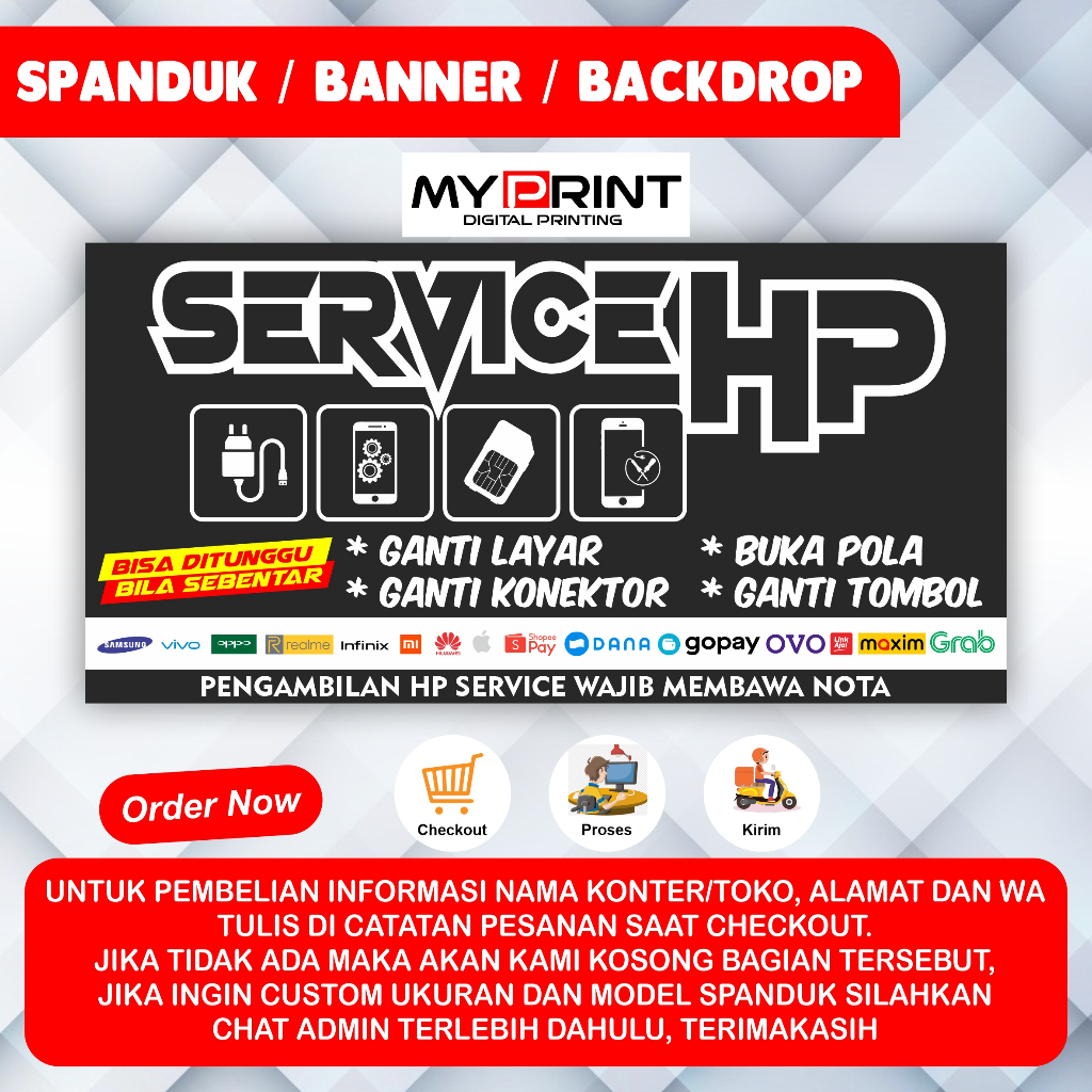 Jual Cetak Spanduk Konter / Banner Servis - FL 280 Gsm | Shopee Indonesia