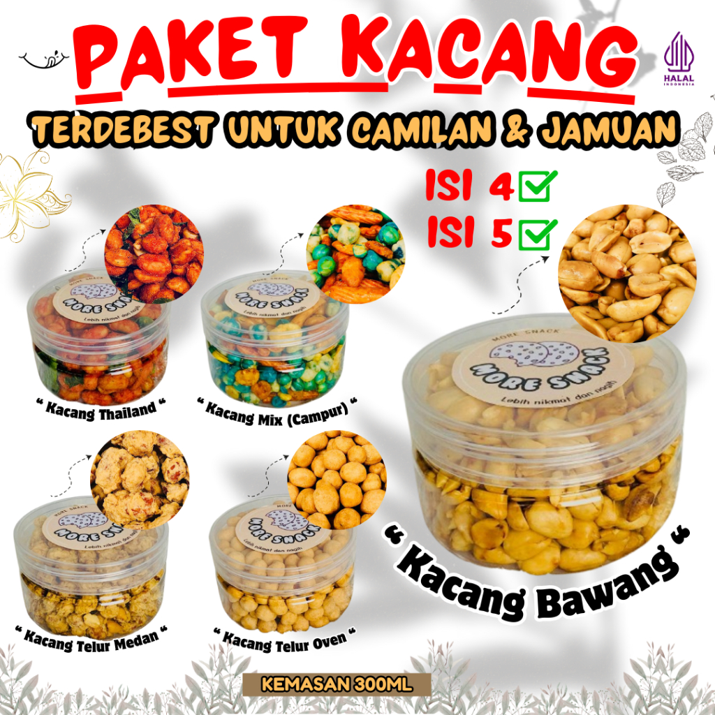 Jual Paket Kacang 300 ml Cemilan More Snack Serba Kacang Bawang Mix ...