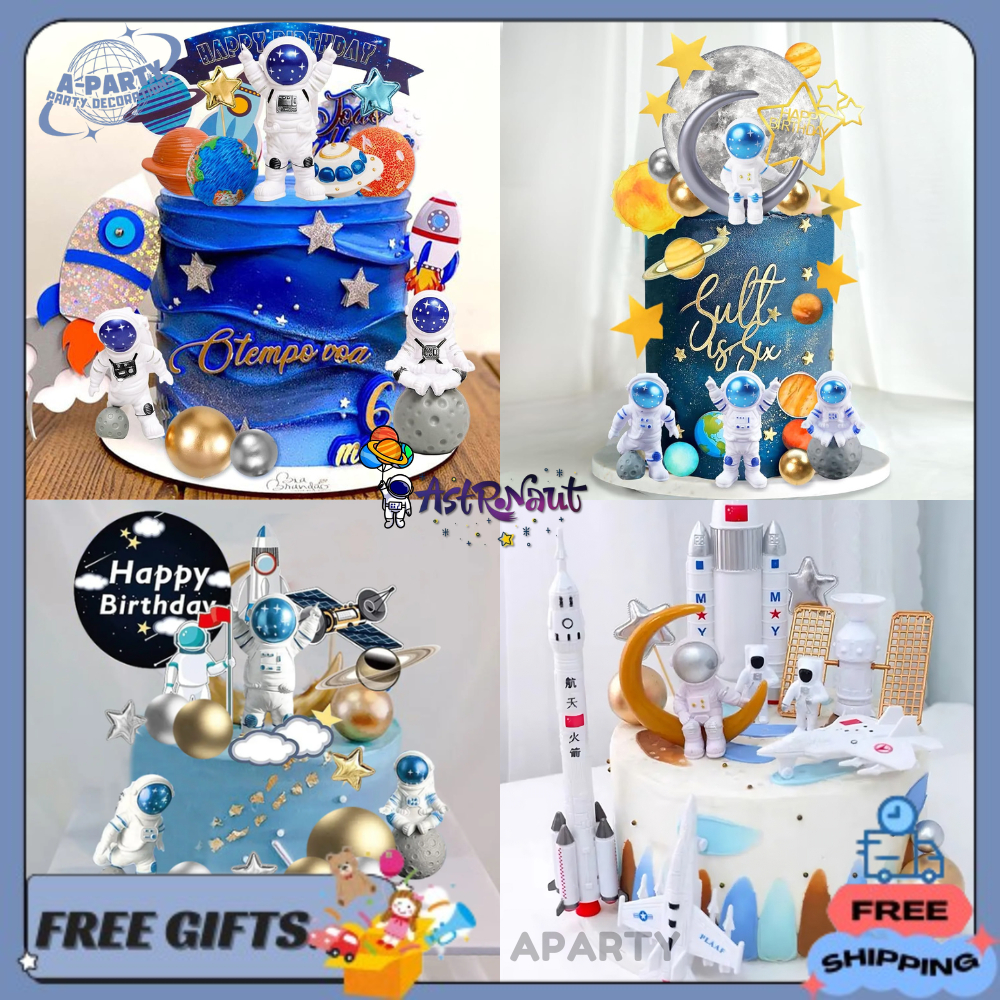 Jual 3pcs / Set Topper Kue Bahan PVC Desain Astronot Luar Angkasa Untuk ...