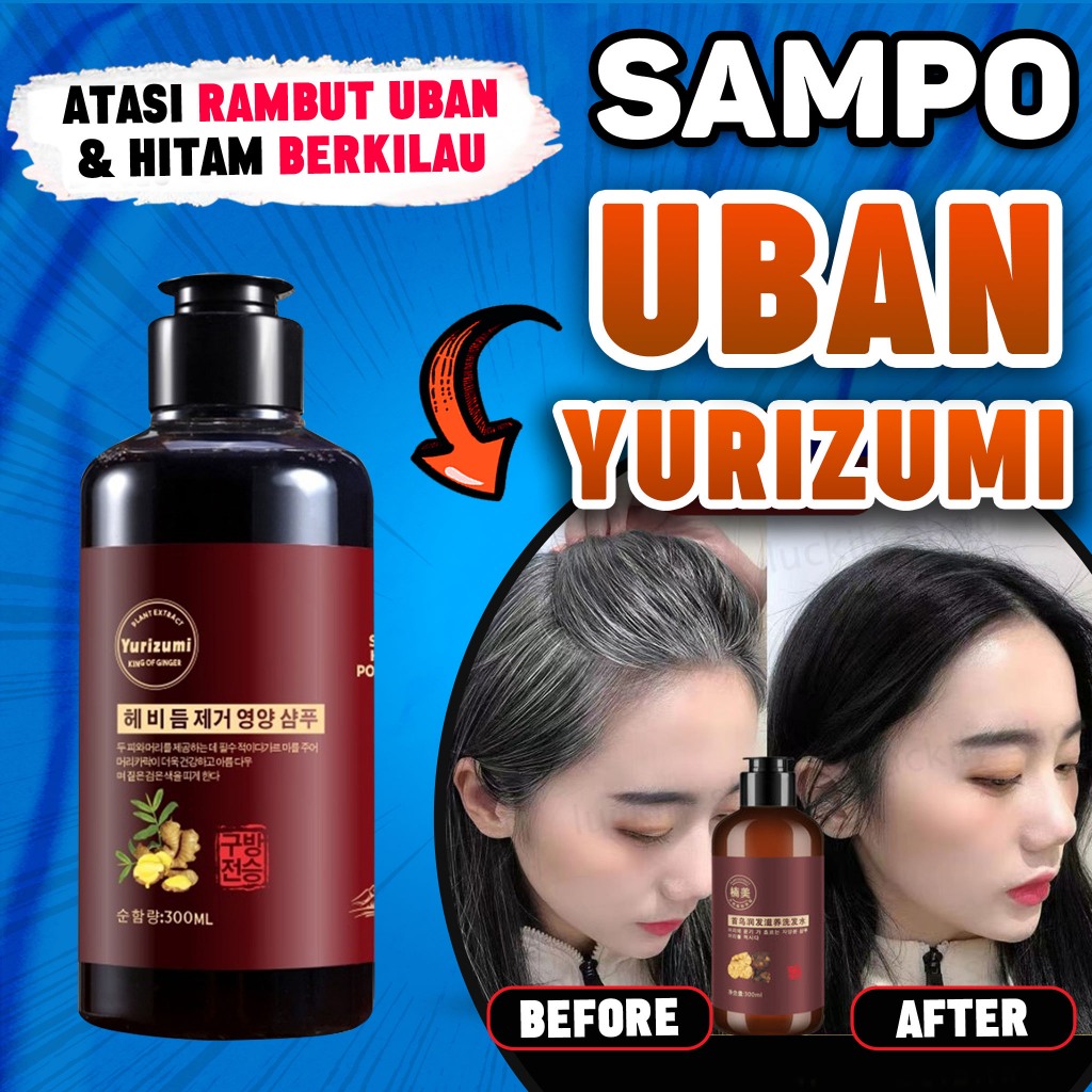 Jual YURIZUMI Shampo Penghilang Uban 300ml Permanen Black Herbal ...