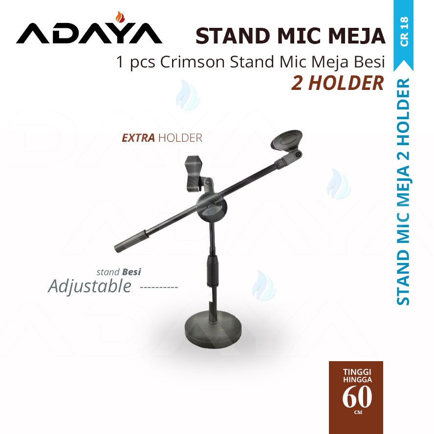 Jual Stand Mic Meja Besi Tinggi 45-60 CM 1 dan 2 Holder Crimson CR 16 ...