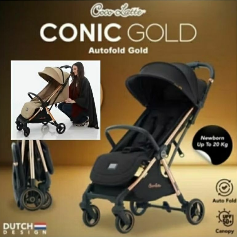 Jual Stroller Cocolatte Conic Gold / Conic Auto Easy Fold | Shopee ...