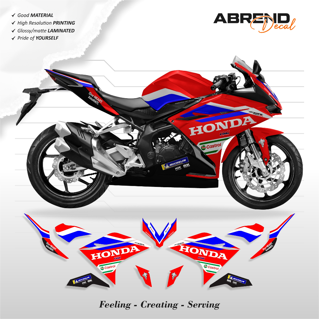 Jual STRIPING CBR 250 RR LIVERY TEAM HONDA CASTROL GP 2025 / STICKER ...