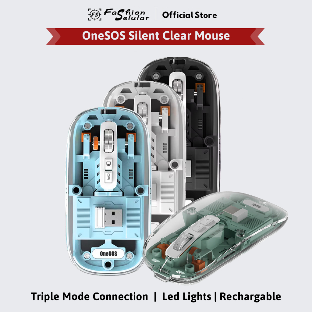 Jual OneSOS Mouse Bluetooth 2.4Ghz Silent Clear Triple Connection for ...