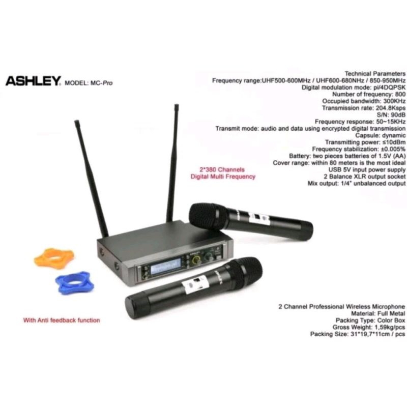 Jual Microphone Wireless Ashley MC-PRO Mic Profesional MC PRO Original ...