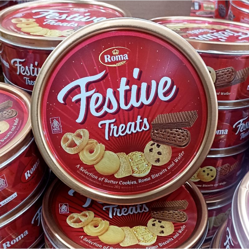 Jual Roma Festive Treats Kemasan Kaleng 240g - Biskuit Premium untuk ...