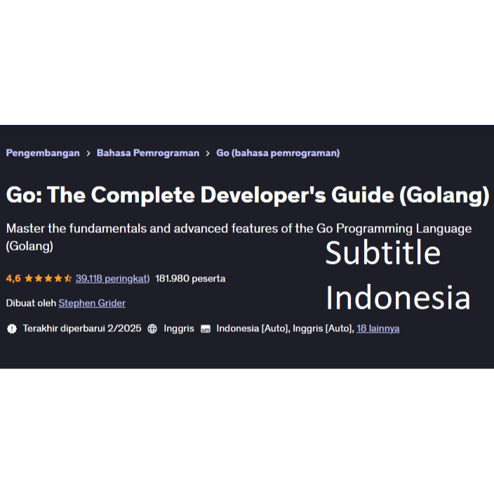 Jual Course Go: The Complete Developer's Guide (Golang) | Shopee Indonesia