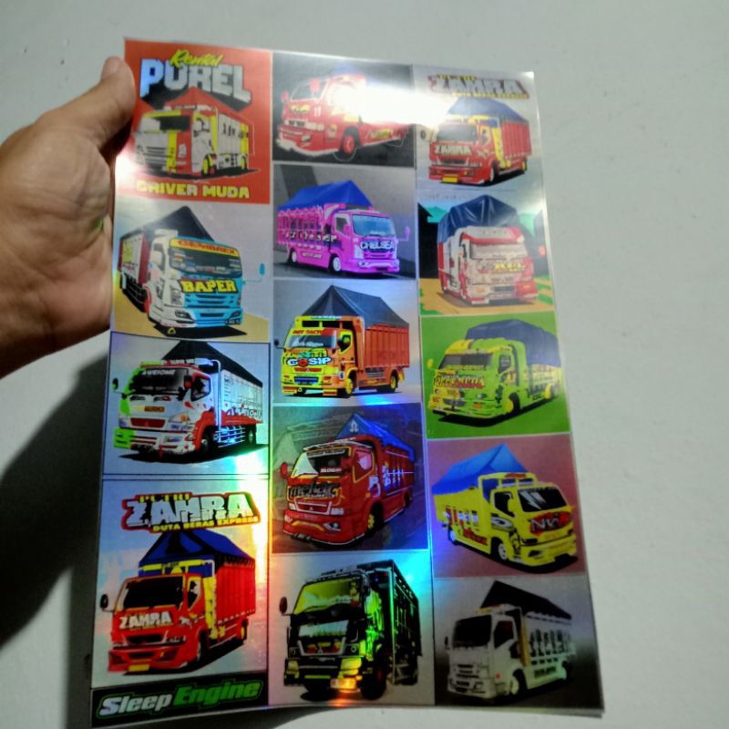 Jual STIKER TRUK OLENG ISI 14 PCS BAHAN HOLOGRAM(PELANGI)1 lembar ...