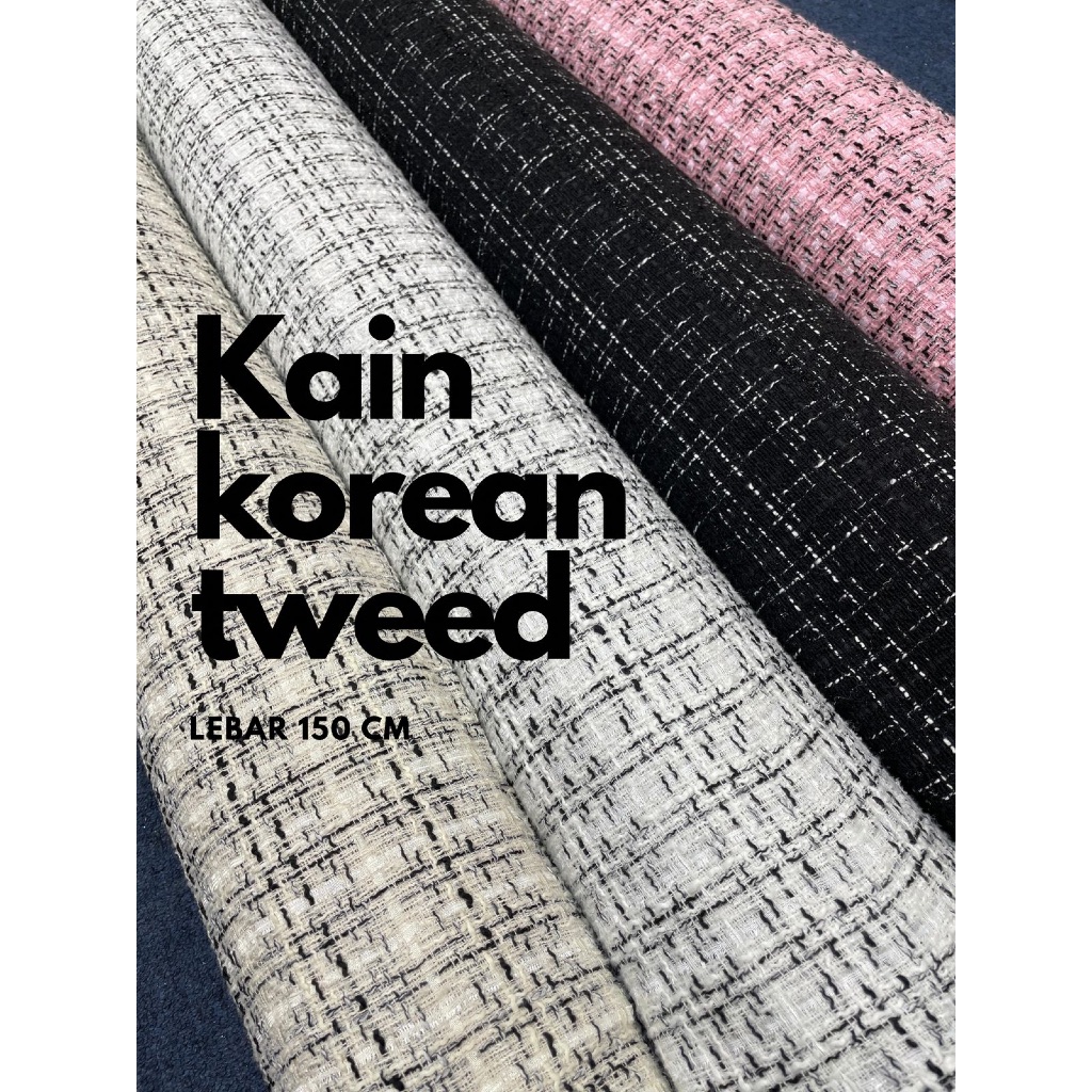 Jual (Harga per 0.5m) Kain Tweed Chanel lebar 150cm Premium/Tweed ...