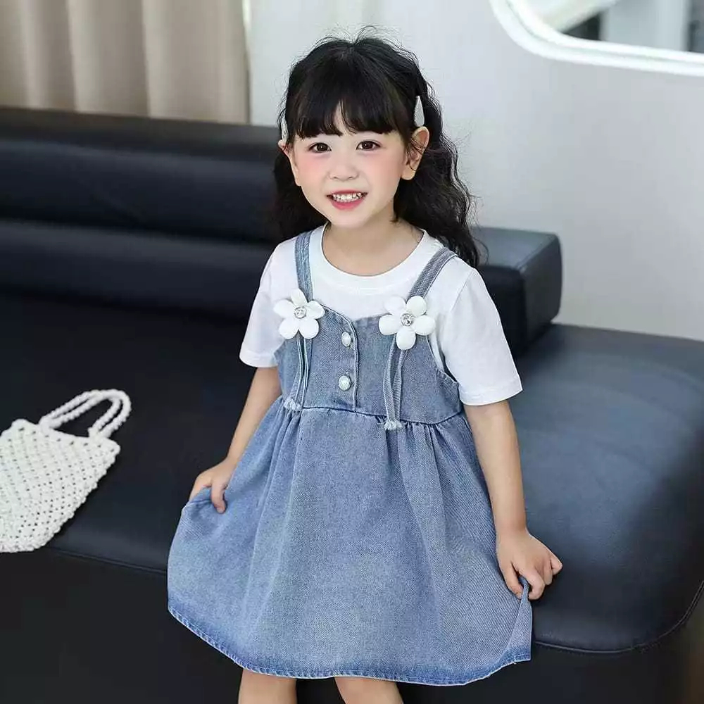 Jual Setelan Dress Jeans Anak Perempuan kayra Model Korea Usia 1-6 ...