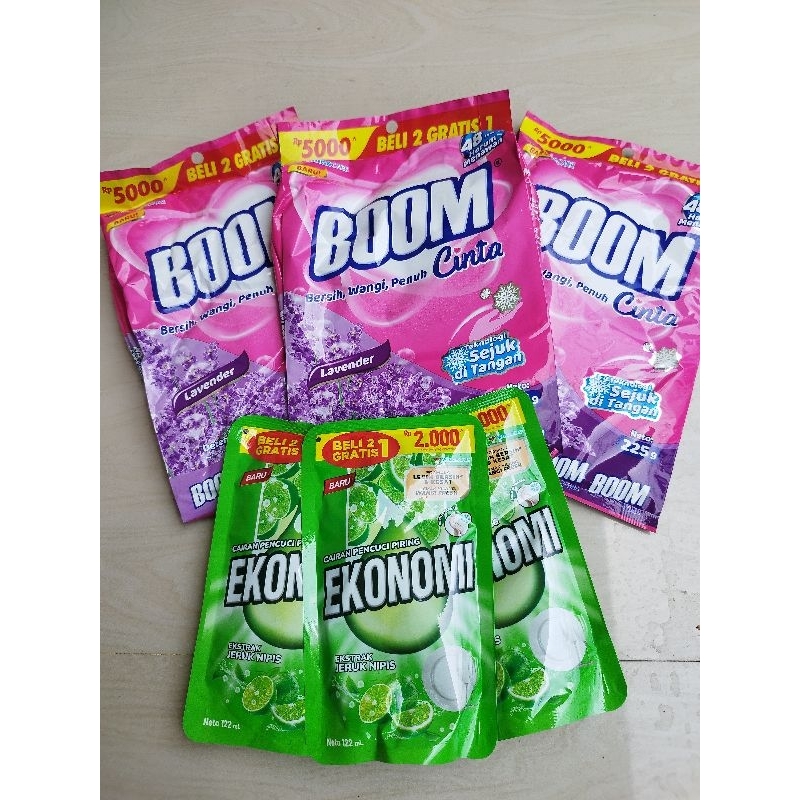Jual 3pack deterjen boom 5000 an + 3 pack sabun cuci piring ekonomi ...