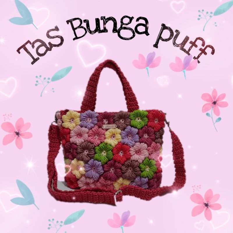 Jual Tas rajut motif bunga puff/ crochet bag free packing dus | Shopee ...
