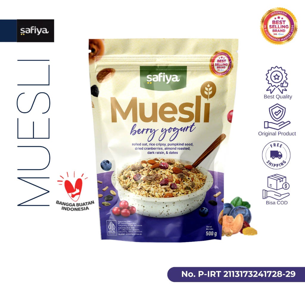 Jual Multigrain Safiya Muesli Berry Yogurt 1 Kg Sereal With Almond ...