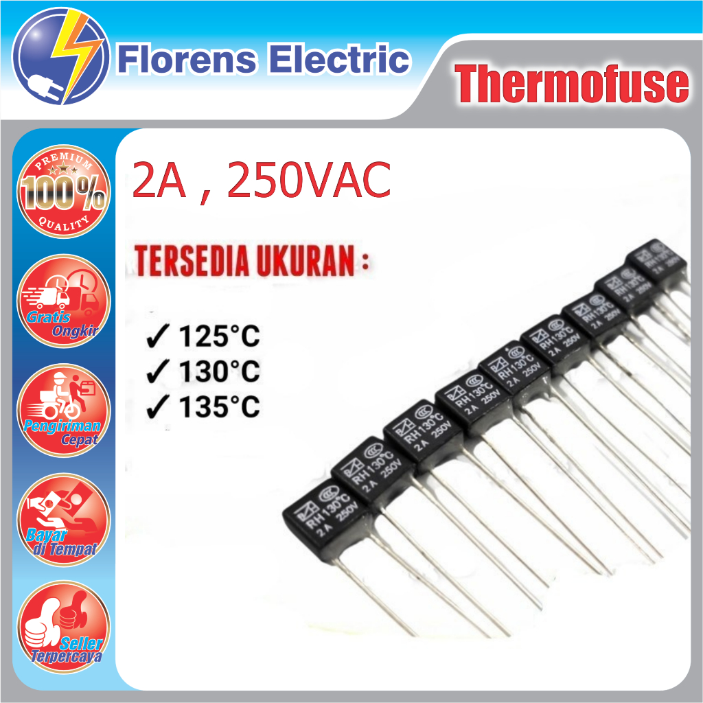 Jual Thermofuse Fuse Kipas Angin 125C 130C 135C Thermal Fuse Termofuse 2A 250V | Shopee Indonesia