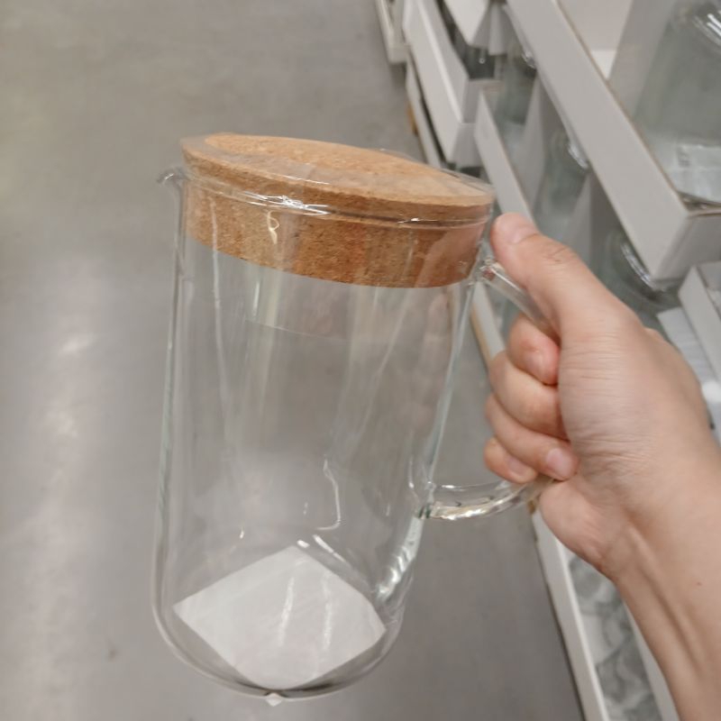 Jual IKEA Pitcher kaca bening tahan panas dg tutup gabus jug teko dg ...