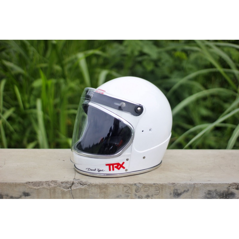 Jual HELM TRX CUSTOM NC WHITE (visor) | Shopee Indonesia