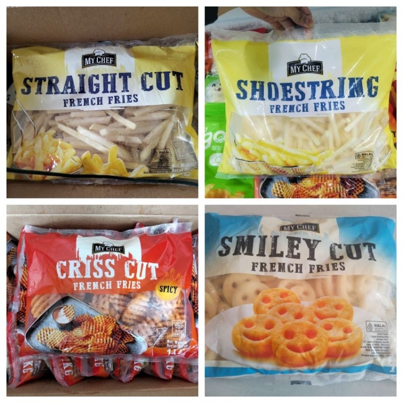 Jual [FROZEN] Kentang My Chef Straight Cut/Smiley Cut/Criss Cut/shoestring 1kg | Shopee Indonesia