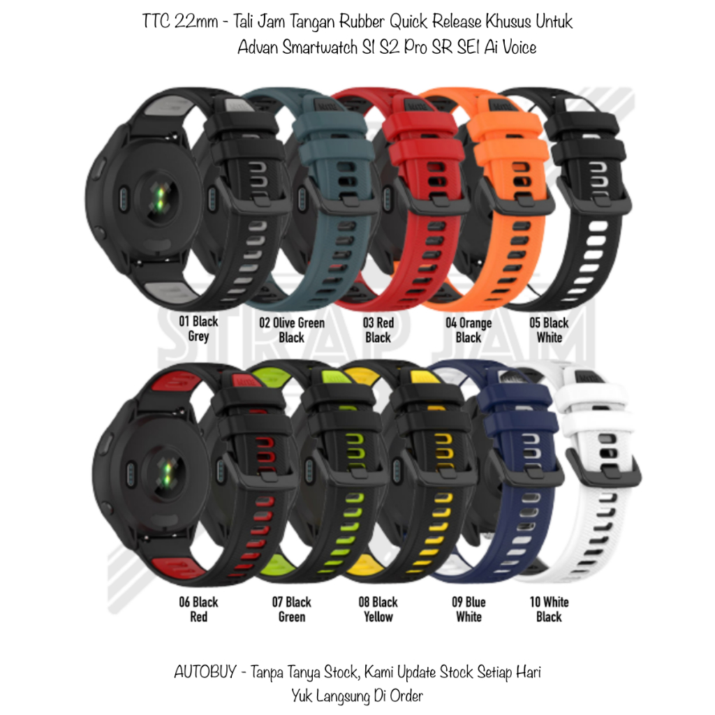 Jual TTC 22mm Strap Advan Smartwatch S1 S2 Pro SR SE1 Ai Voice - Tali ...