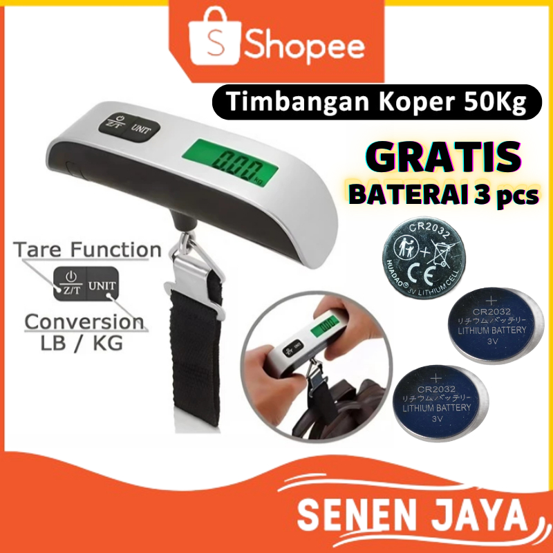 Jual BONUS 3 BATERAI!! Timbangan Digital Koper Tali Digital scales 50KG | Shopee Indonesia
