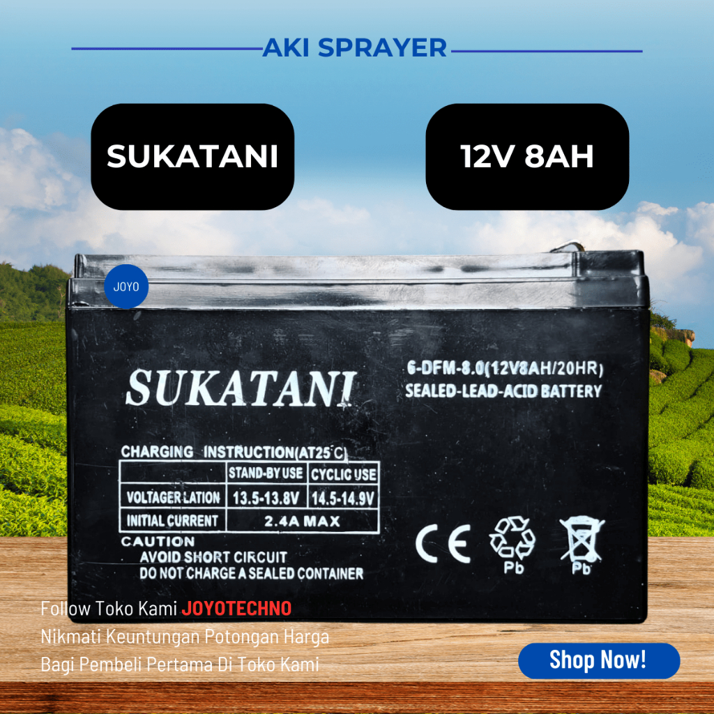 Jual SUKATANI AKI BATERAI SPRAYER ELEKTRIK 12V/8AH BERGARANSI | Shopee Indonesia