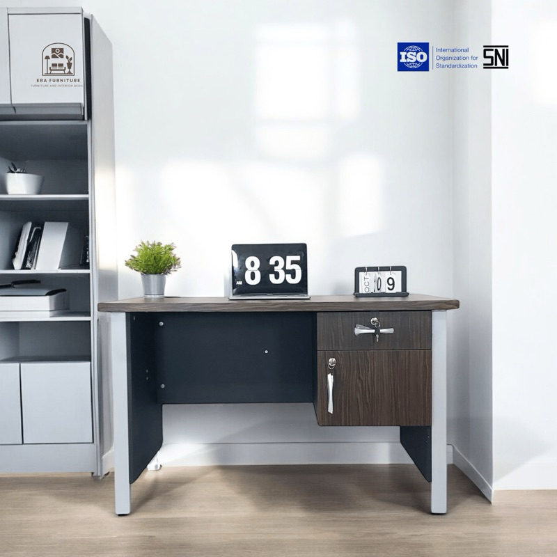 Jual Era Furniture - MM 501 Meja Kantor Kerja Kaki Besi 1/2 Biro 2 Laci ...