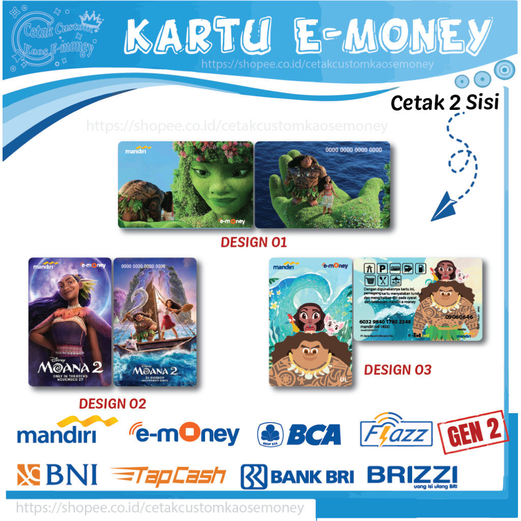 Jual KARTU EMONEY ETOLL KARTUN MOVE MOANA MANDIRI EMONEY BNI TAPCASH ...