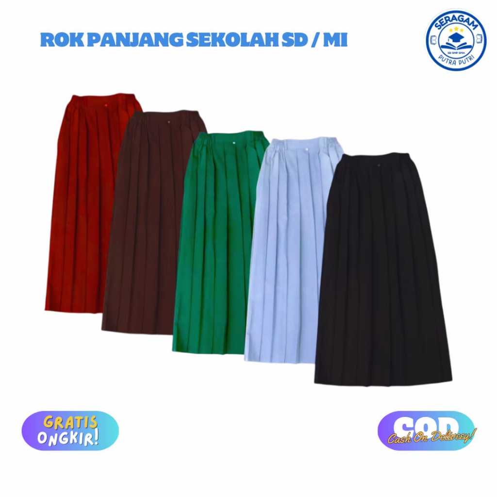 Jual ROK PANJANG Sekolah SD Rok Lipit Rempel Perempuan Seragam Sekolah ...