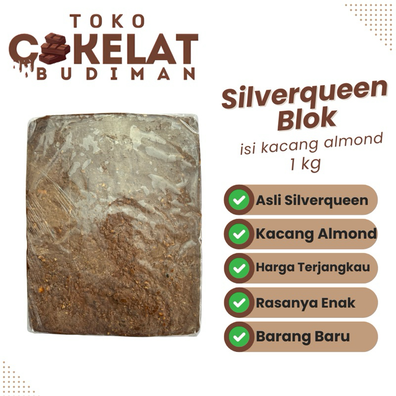 Jual Coklat Blok Silverqueen 1kg | Blok Silverqueen Almond dan Mete ...