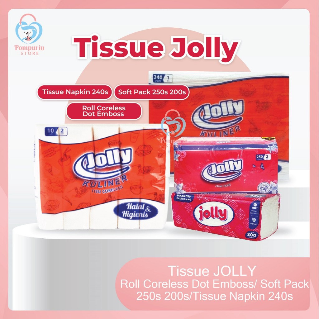 Jual Tissue JOLLY Roll Coreless Dot Emboss / JOLLY Soft Pack 250s 200s ...