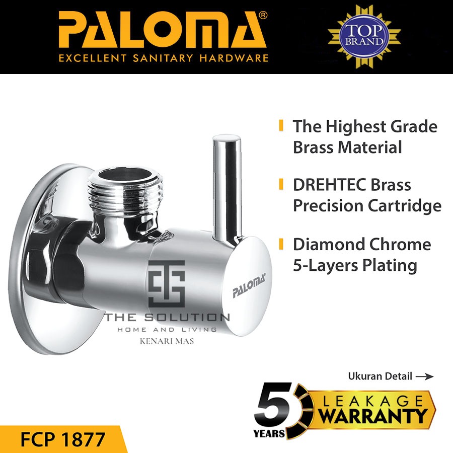 Jual Stop Kran PALOMA FCP 1877 Tembok Jet Shower Wc Ball Valve Air 1/2 ...