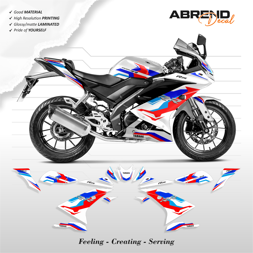 Jual STICKER R15 V3 LIVERY BMW TRI COLOR RACING / STRIPING YAMAHA R15 ...