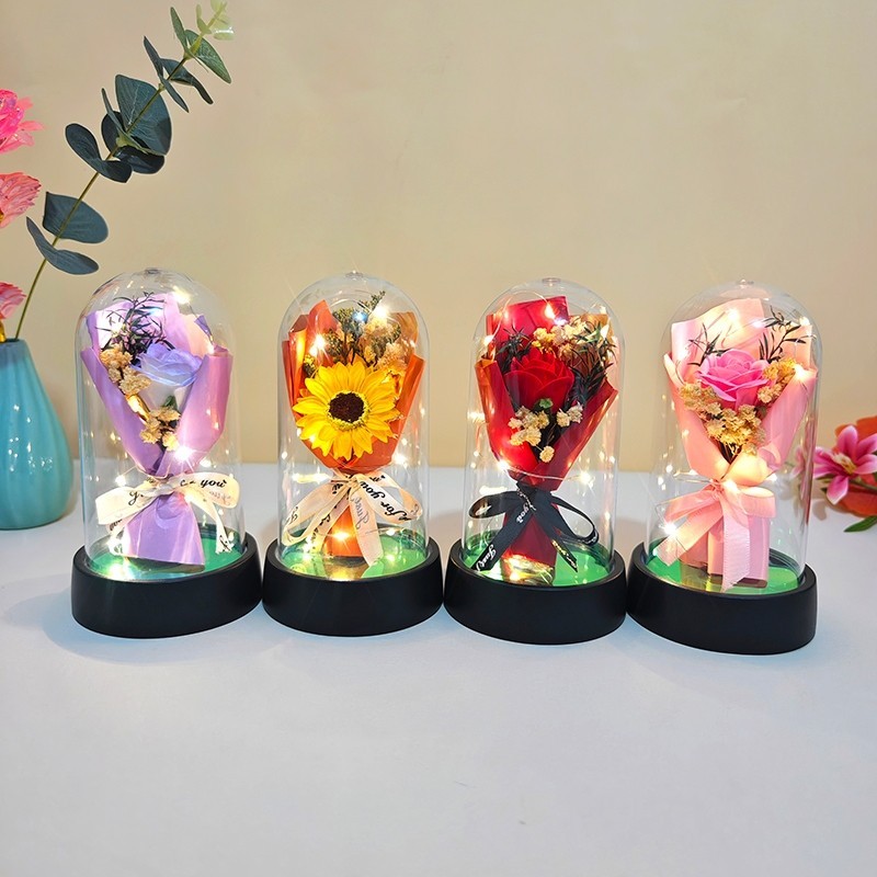 Jual BUNGA MAWAR LAMPU LED ROSE IN GLASS DOME FLOWER DEKORASI RUMAH ...