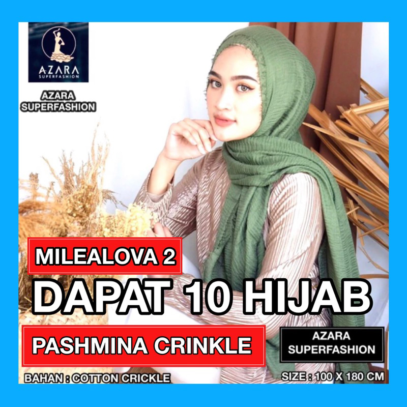Jual 10 PASHMINA CRIKLE KEMASAN GULUNG VERSI LEBIH PREMIUM A+ ORI AZARA ...