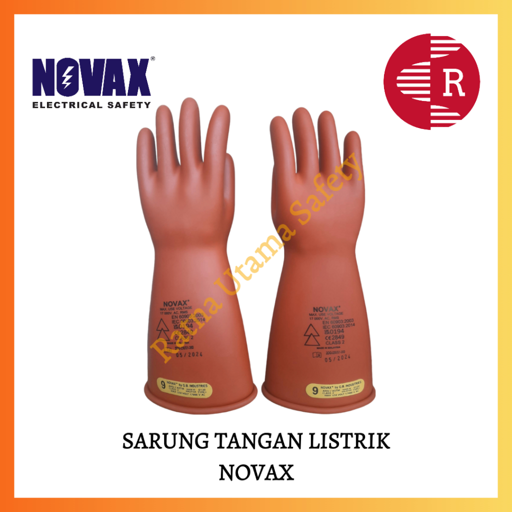 Jual Sarung Tangan Listrik Anti Setrum Novax Class 00 / 2.500V (2,5KV ...