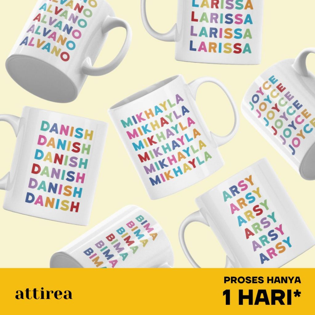Jual Mug Custom Nama Rainbow | Souvenir Kado Hadiah Unik | Shopee Indonesia