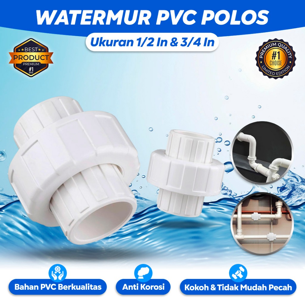 Jual Sambungan Pipa Watermur PVC Socket 1/2 Inch 3/4 Inch Polos – Union ...