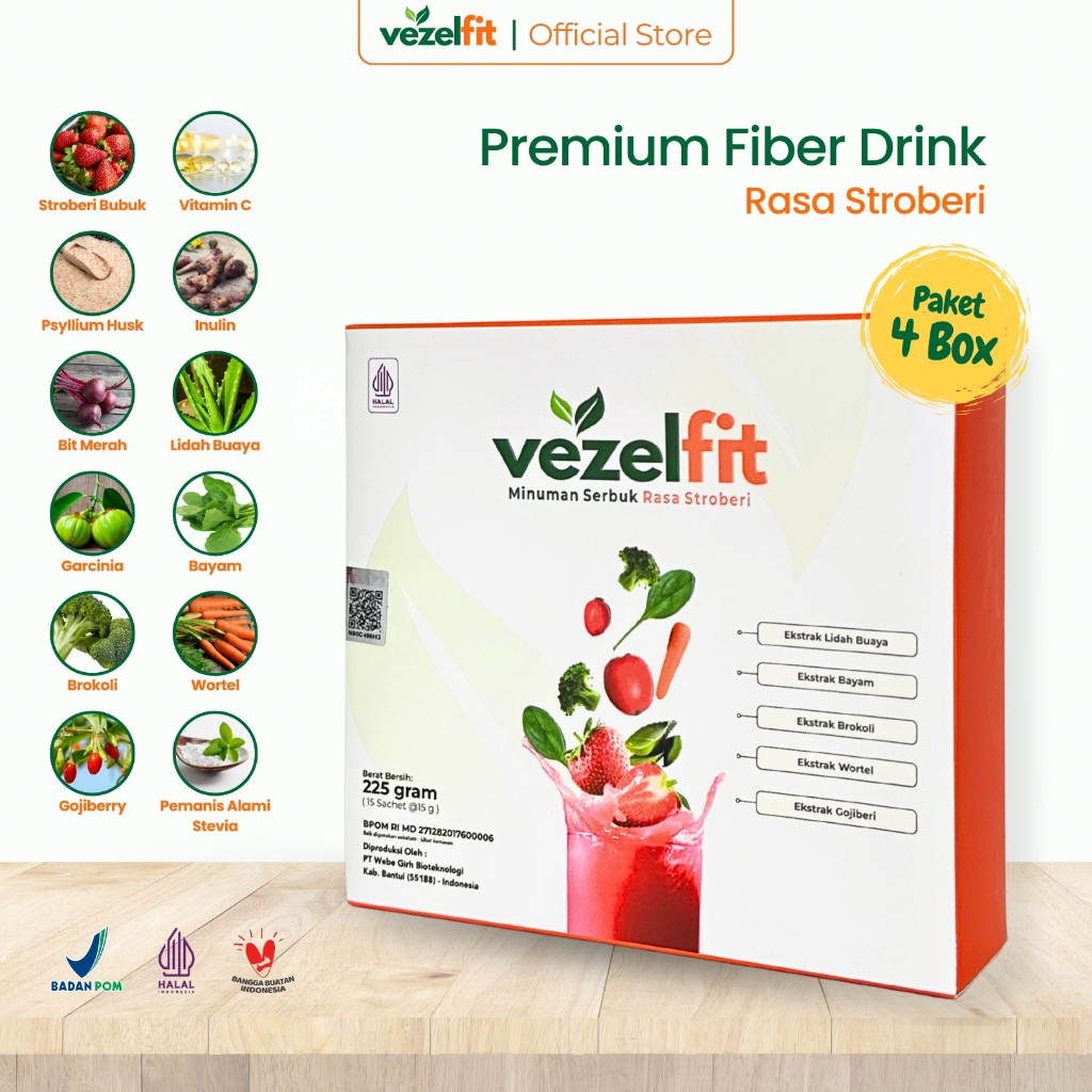 Jual VEZELFIT FIBER DRINK 4 BOX - Minuman Serbuk Diet Penurun Berat ...
