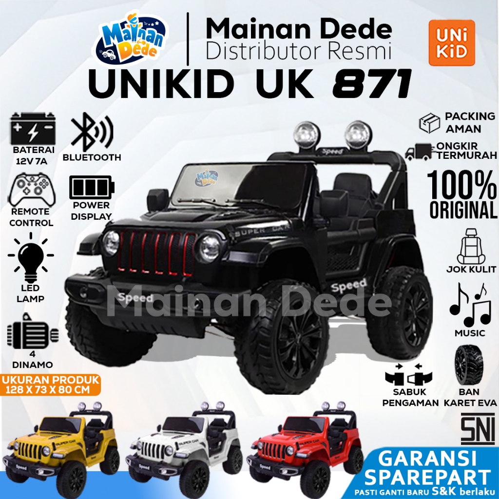 Jual Mainan Mobil Aki Anak Jeep Rubicon Unikid UK 871 UK871 Ban Karet ...