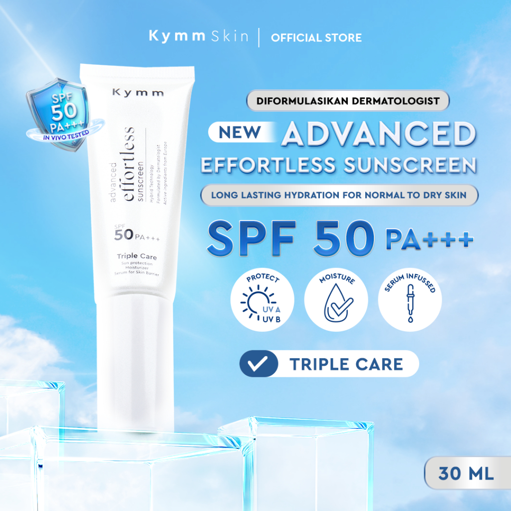 Jual KYMM SKIN Advanced Effortless Sunscreen SPF 50 PA+++ | Hybrid Glow ...