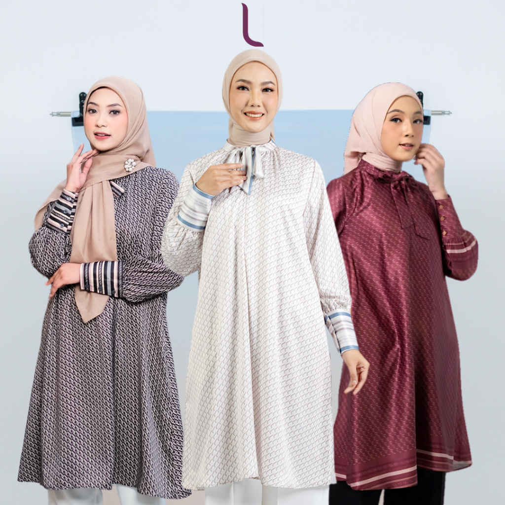 Jual Elzatta Atasan Wanita Tunik Motif Tali Monogram | Shopee Indonesia