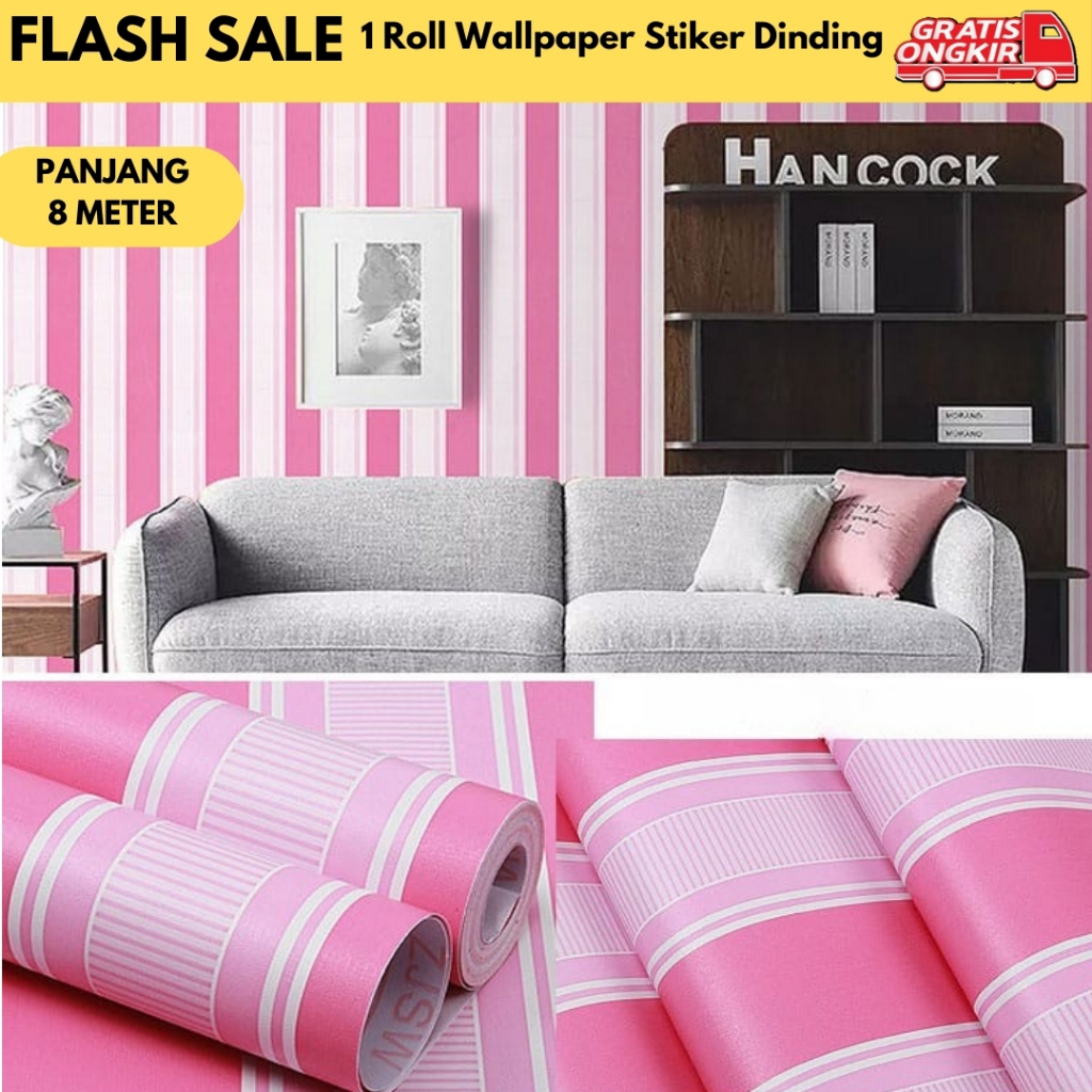 Jual Wallpaper Stiker Dinding PVC Sooku Anti Air 8m x 45cm Motif Salur Hijau - Kertas | Shopee ...