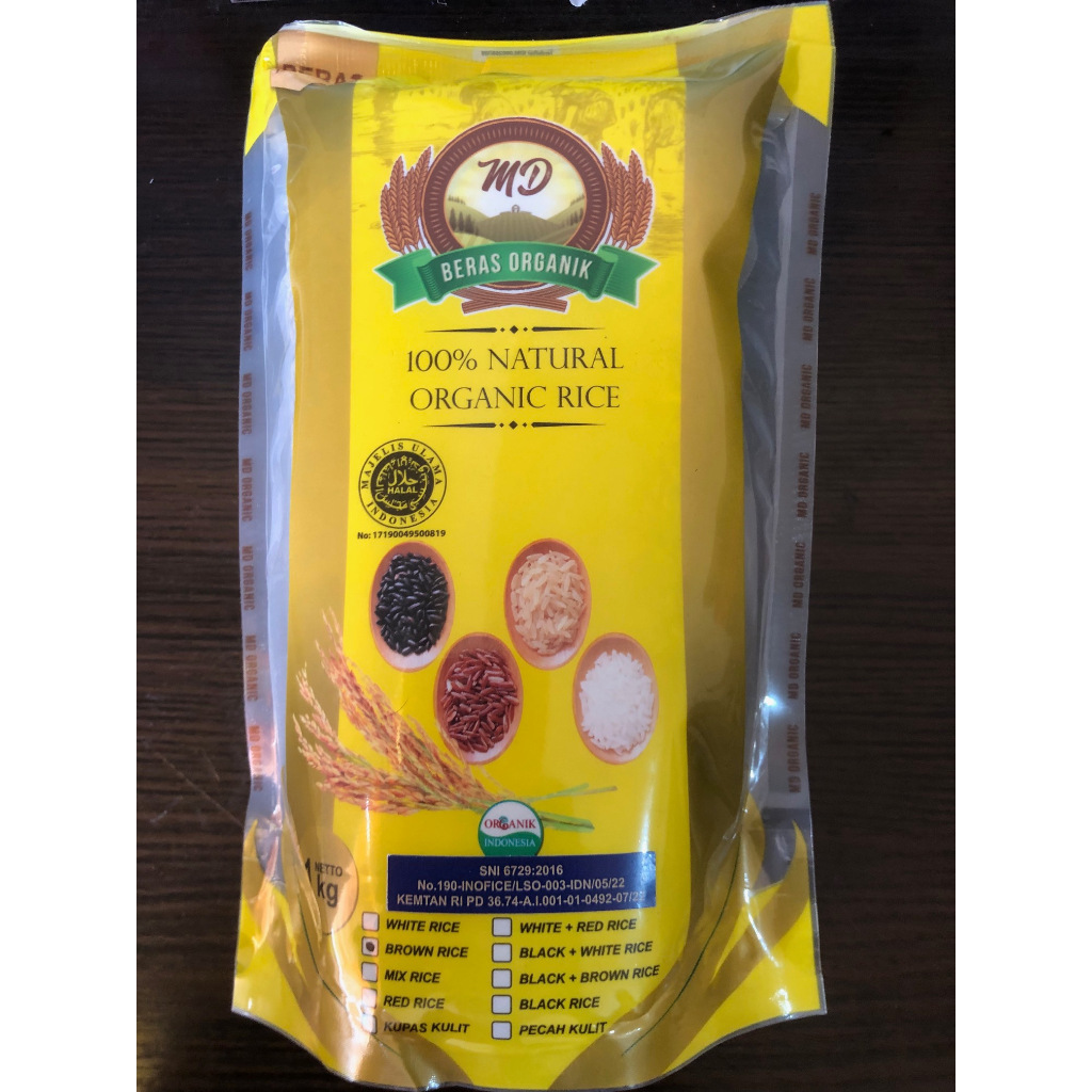 Jual Beras MD Organic brown rice kemasan 1 Kg | Shopee Indonesia