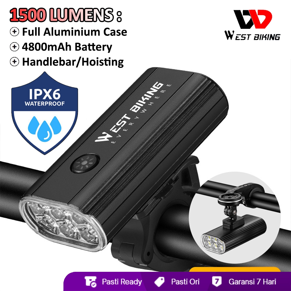 Jual 1500 Lumens Pro Headlights by West Biking Lampu Sepeda Roadbike ...